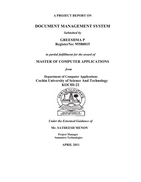 DOCUMENT MANAGEMENT SYSTEM - DSpace at CUSAT - Cochin ...