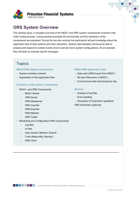 ORS System Overview - Princeton Financial Systems