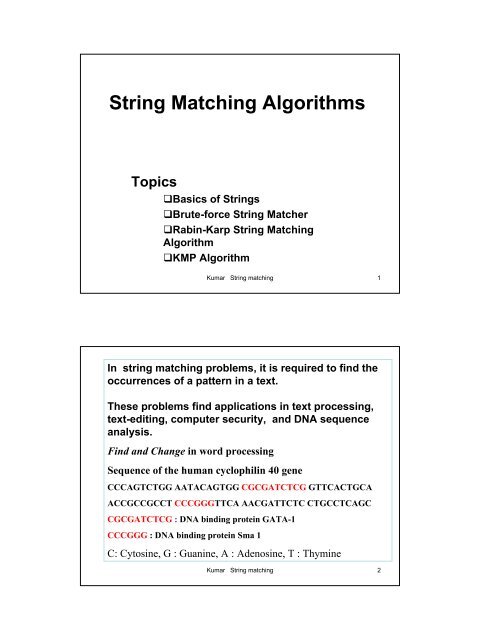 String Matching Algorithms Crystal