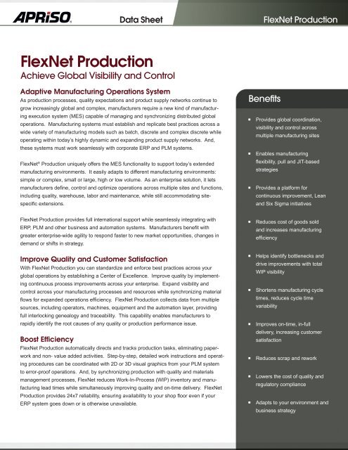 FlexNet Production - Apriso