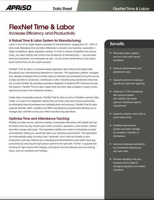 FlexNet Time & Labor - Apriso