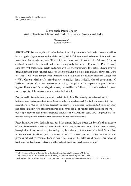 Democratic Peace Theory: An Explanation of Peace and conflict ...