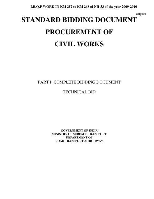 standard bidding document procurement of civil works - Information ...