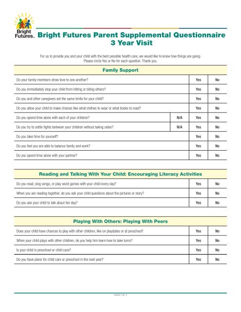 3 Year (PDF) - Bright Futures - American Academy of Pediatrics