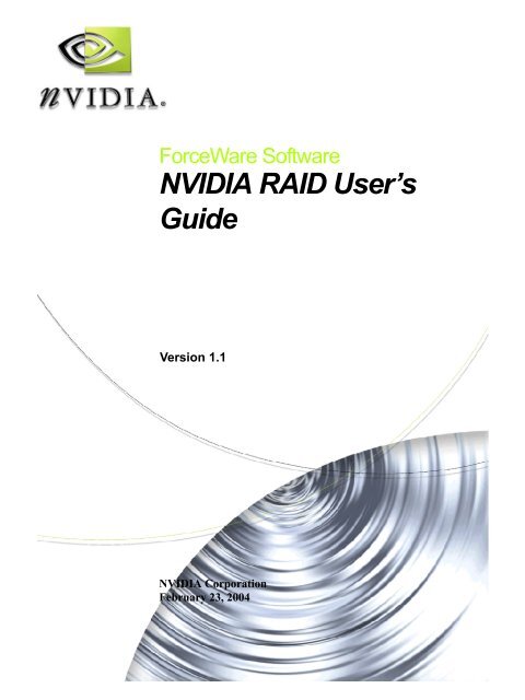 NVIDIA RAID User's Guide