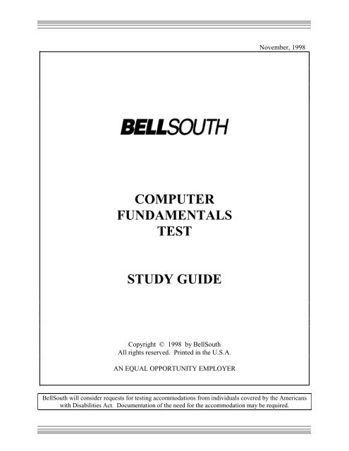 COMPUTER FUNDAMENTALS TEST STUDY GUIDE