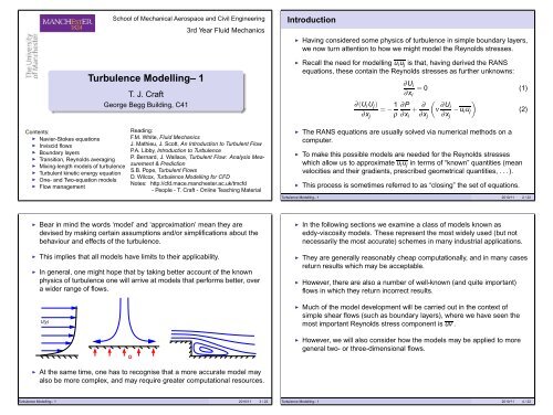 Turbulence Modelling– 1 - Turbulence Mechanics/CFD Group