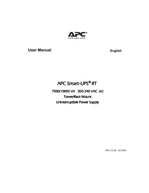 APC Smart APC Smart-UPS® RT - APC Media