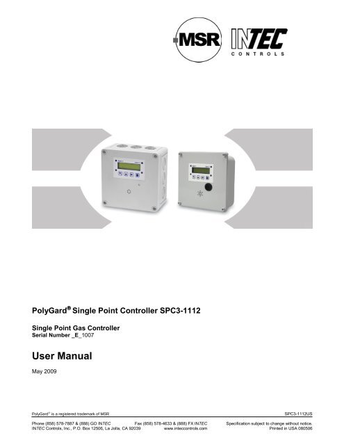 User Manual - INTEC Controls