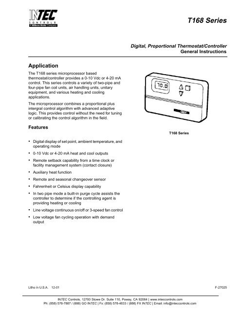 T168 Series - INTEC Controls