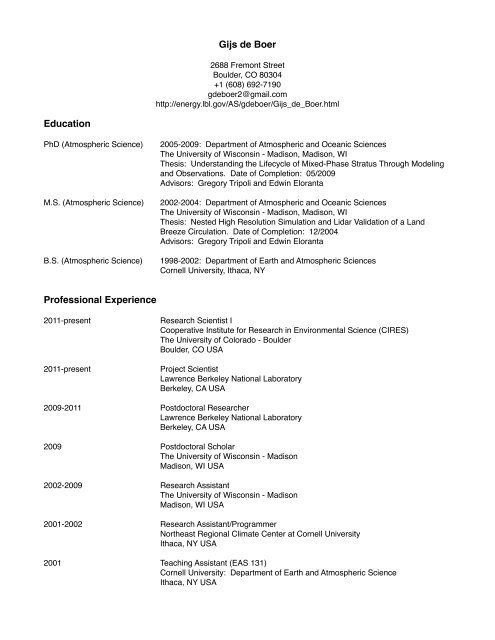 CV - Lawrence Berkeley National Laboratory