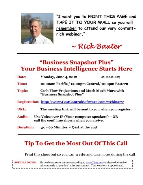 ~ Rick Baxter - Cost Control Software
