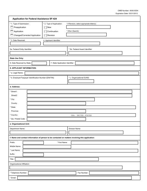 Application for Federal Assistance (SF-424) (PDF)