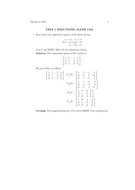 TEST 1 SOLUTIONS–MATH 1102