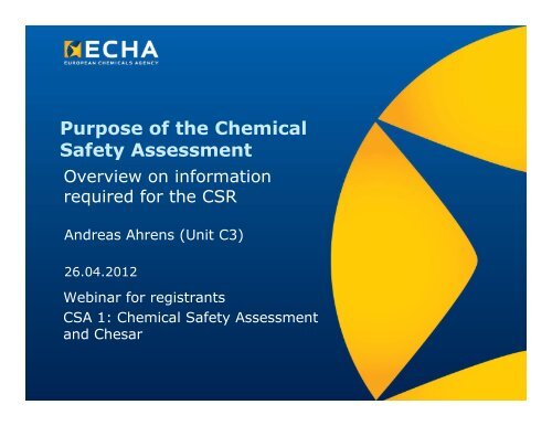 Purpose of the Chemical Safety Assessment - ECHA - Europa