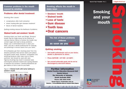 Patient Pamphlet - Smoking and your mouth - University of Adelaide