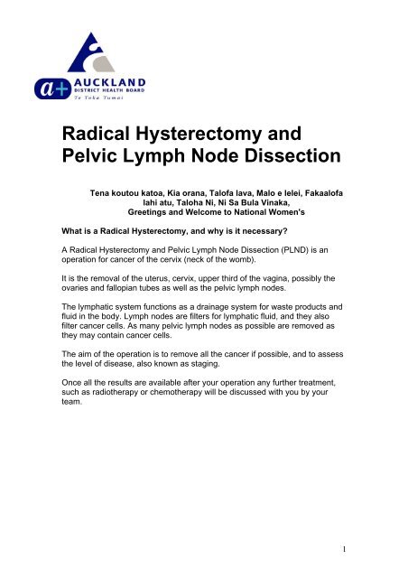 Radical Hysterectomy and Pelvic Lymph Node Dissection - National ...