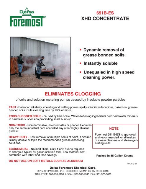 fm 651b-es - xhd concentrate - Delta Foremost Chemical