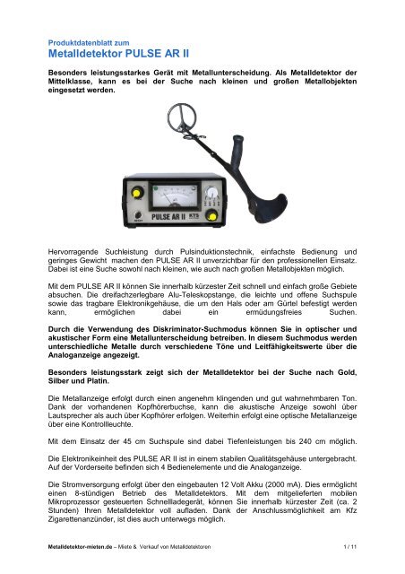 Metalldetektor PULSE AR II