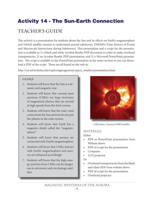 Activity 14 - The Sun-Earth Connection