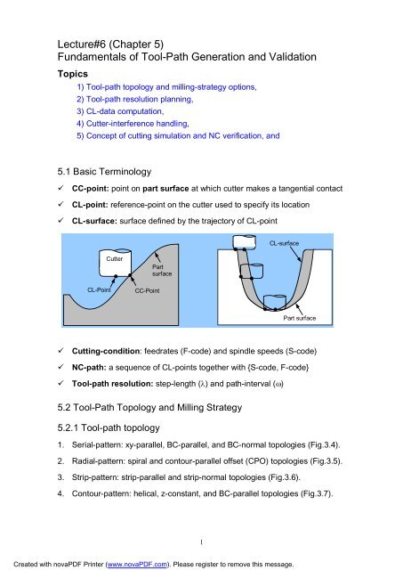 Lecture#6 (Chapter 5) Fundamentals of Tool-Path Generation and ...