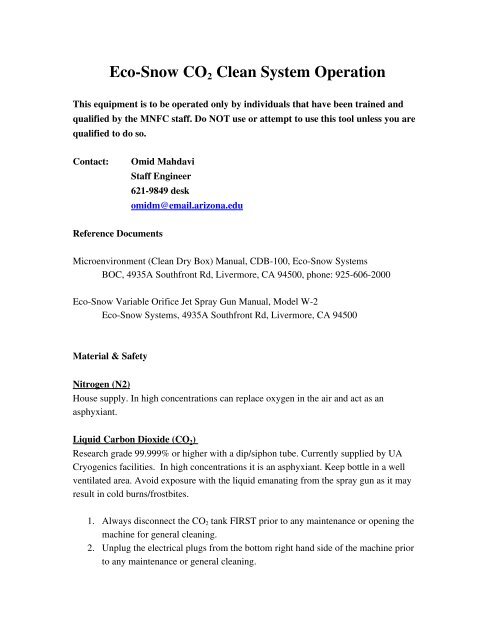Eco-Snow CO2 Clean System Operation