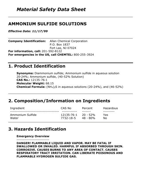 Material Safety Data Sheet