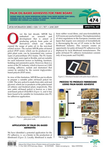 Palm Oil-based Adhesive for Fibre Board - PALMOILIS - MPOB