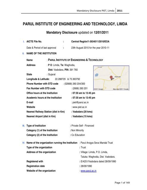 parul institute of engineering and technology, limda - Parul Group of ...