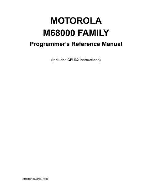 MOTOROLA M68000 FAMILY Programmer's Reference Manual - Clips
