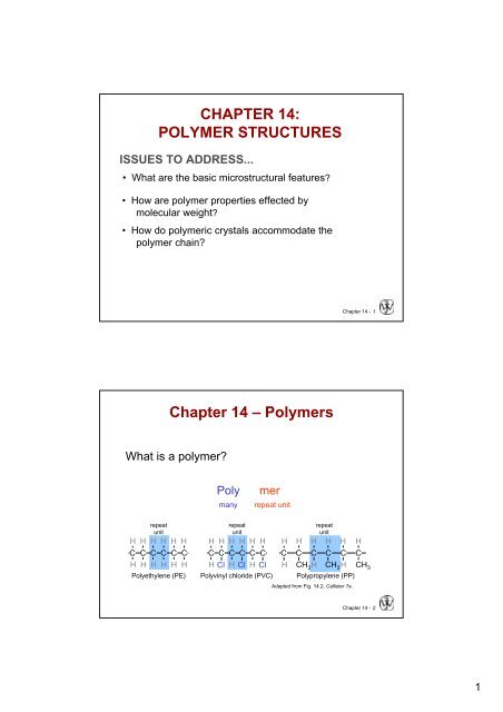 Chapter 14 – Polymers