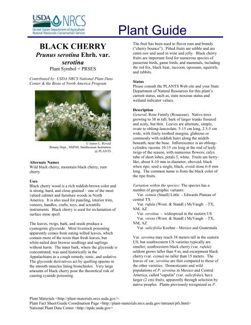 Plant Guide - USDA Plants Database - US Department of Agriculture