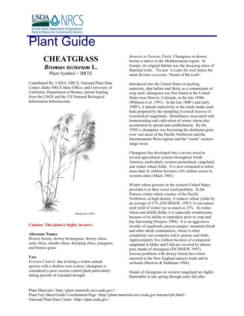 Plant Guide - USDA Plants Database - US Department of Agriculture