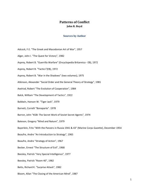 Patterns of Conflict