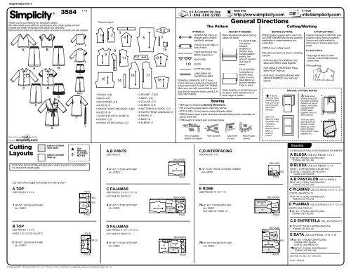 3584 Cutting Layouts General Directions - PrintSew