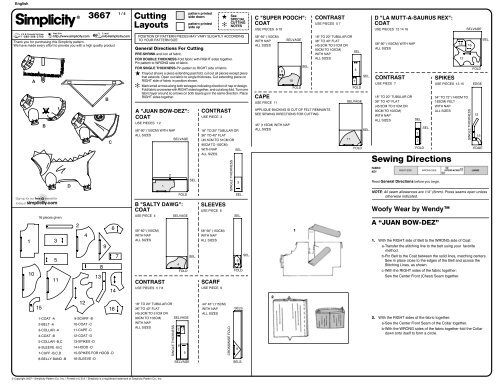 3667 Cutting Layouts Sewing Directions - PrintSew