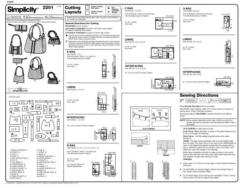 2201 Cutting Layouts Sewing Directions - PrintSew