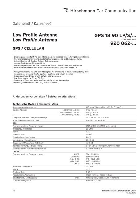 GPS 18 90 LP/S - Hirschmann Car Communication