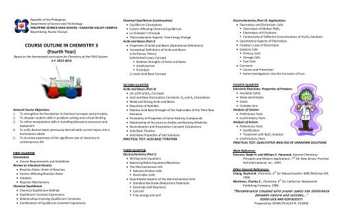 COURSE OUTLINE IN CHEMISTRY 3 - PSHS-CVC - Philippine ...