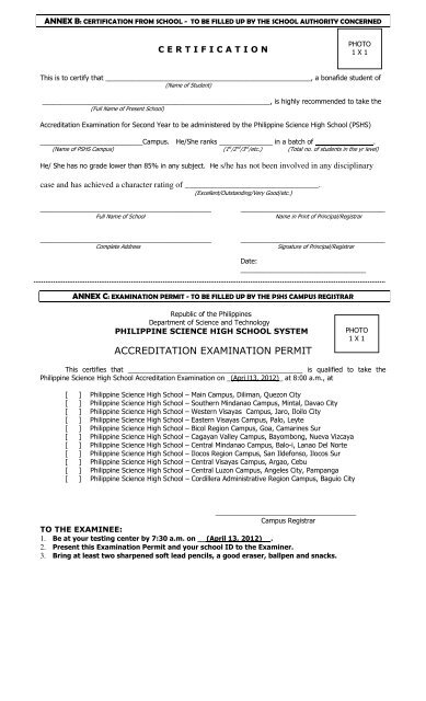 Accreditation Examination Permit PSHS BRC Philippine Science accreditation-examination-permit-pshs-brc-philippine-science