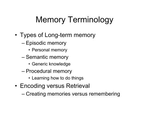 Long Term Memory Types