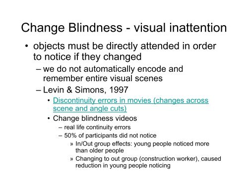 Change Blindness Visual Inattention