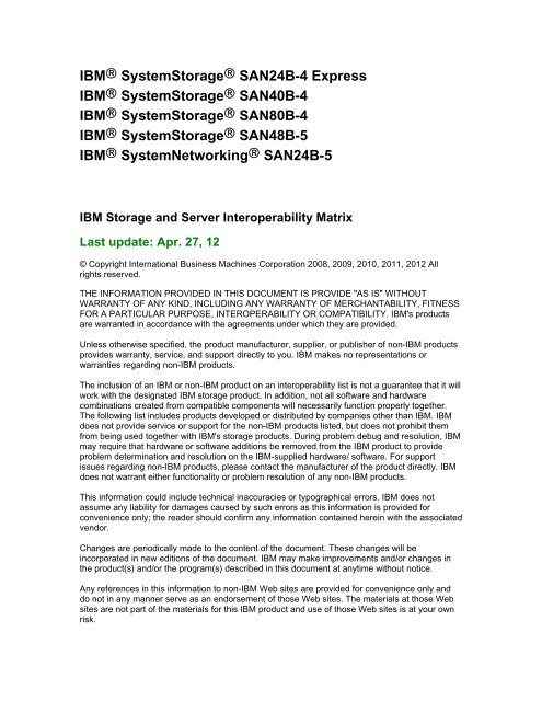 Interoperability Matrix