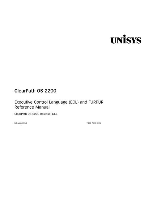 Executive Control Language (ECL) - Public Support Login - Unisys