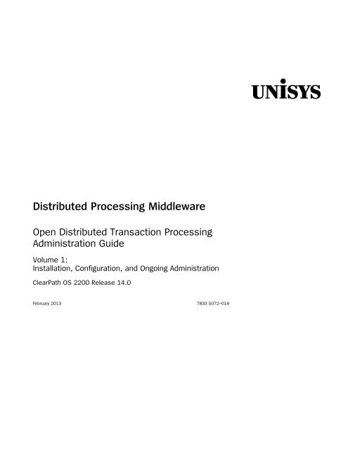 Open Distributed Transaction Processing Administration Guide