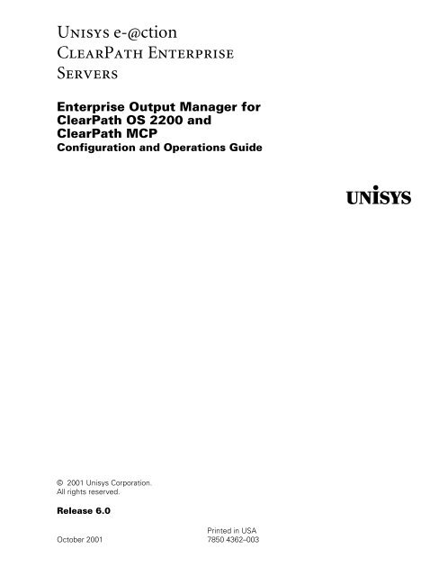 Enterprise Servers Enterprise Output Manager for ClearPath OS ...