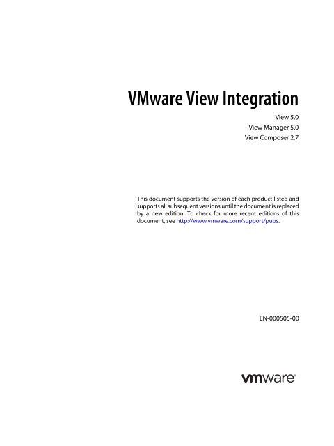 VMware View Integration Guide - Documentation - VMware