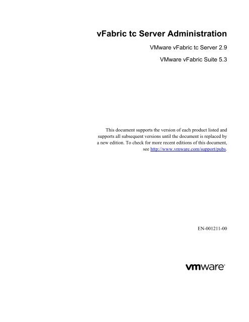 vFabric tc Server Administration - Documentation - VMware