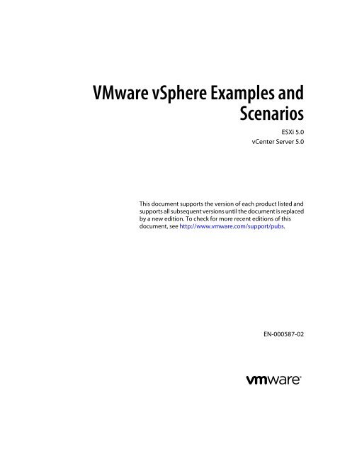 VMware vSphere Examples and Scenarios - Documentation - VMware