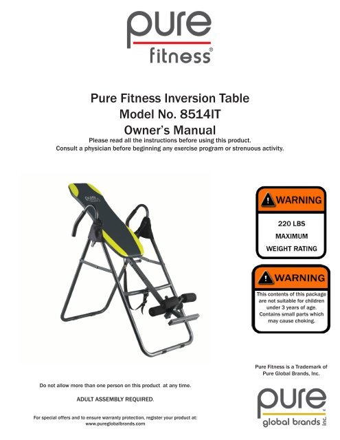 Inversion Therapy Table #8514IT - pure global brands, inc.